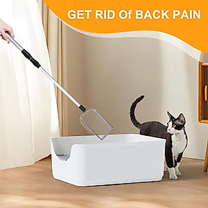 Polarduck Cat Litter Scoop for Litter Box: Long Handle Metal Cat Poop Scooper Extendable Heavy Duty & Non-Stick with Extra Small Kitty Litter Scoop & Litter Scoop Holder | Chicken Coop Pooper Scooper