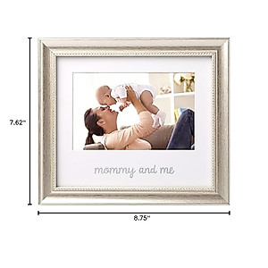 Lil Peach Mommy and Me Photo Frame, Newborn Baby Keepsake, Mother's Day Gifts, Gender-Neutral Nursery Decor, 4" x 6" Photo Insert, Silver