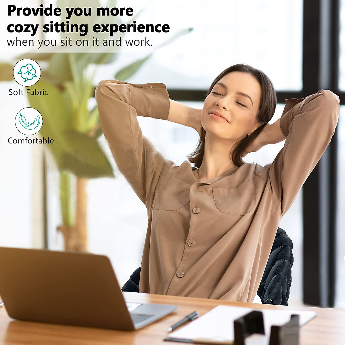 Modern Velvet Office Desk Chair, Upholstered Makeup Vanity Chair with Woven Tufted Back and Gold Base, Swivel Task Chair with Wheels Women Girls Cute Desk Chair for Vanity Room Bedroom Study Black