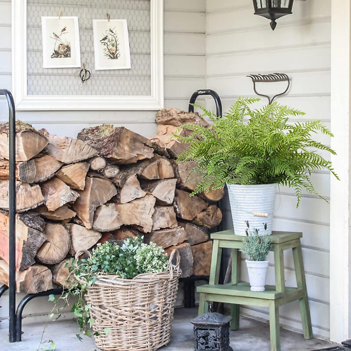 30" Artificial Boston Fern Plants Bushes Fake Shrubs Bush Greenery Plants Faux Fern Plant Large for Outdoors UV Resistant Garden Plants or Home Office Desk Indoor Decor 3pcs