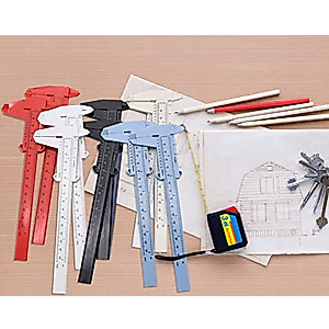 Mini Plastic Caliper, 10 Pack 6in/150mm Vernier Caliper, Double Scale Sliding Gauge Measuring Tool for Student Office, Jewelry Sliding Gauge Ruler Measuring Tool, 5 Different Colors(10 Pack)