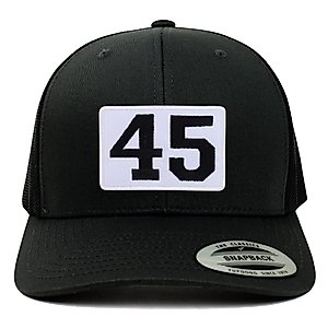 Trendy Apparel Shop Collegiate Number 45 Patch 6 Panel Retro Baseball Mesh Cap - Black