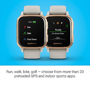 Garmin Venu Sq Music Edition GPS Smartwatch 33mm - Light Sand - 010-02426-01