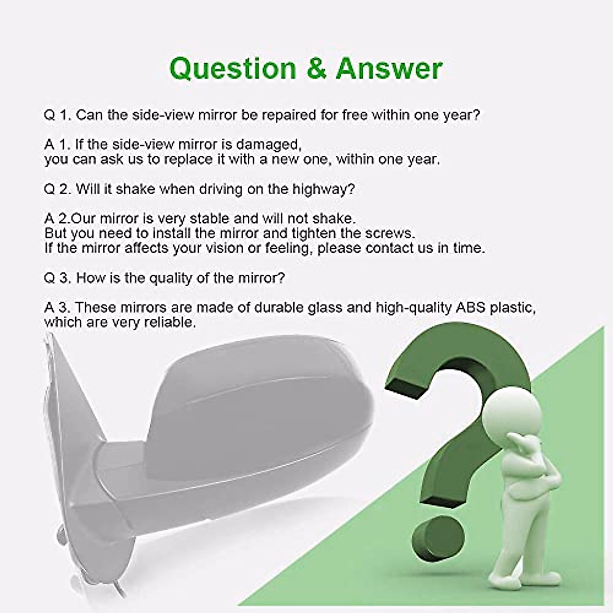 Scitoo Towing Mirrors fit for Chevy for GMC Left Driver Side Automotive Exterior Mirrors fit 2007-2013 for Chevy Silverado for GMC Sierra (07 for new body) with Power Controlling and Heated Features