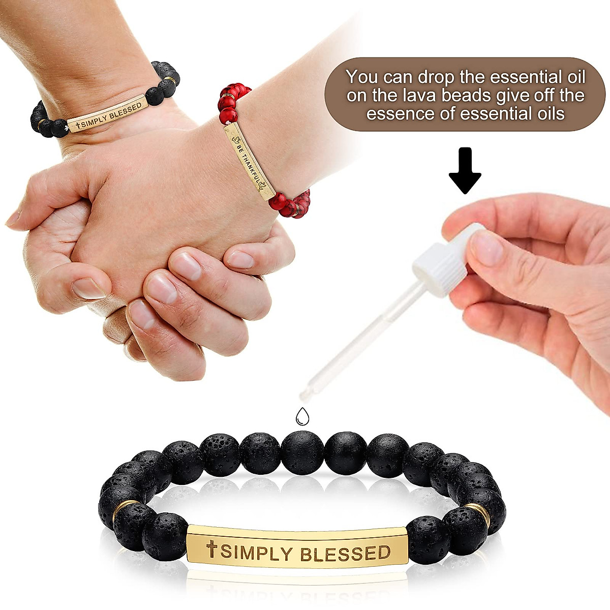 Sureio 8 pcs Christian Bracelets Bible Verse Jewelry Religious Gift for Women Men Prayer Beaded Bracelet Inspirational Cuff Natural Tiger Eye Lava Stone Stretch Strand Bangle