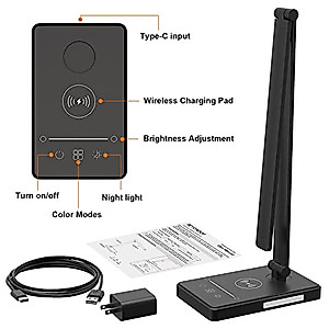 LED Desk Lamp with 10W Fast Wireless Charger, Dimmable Eye Caring Reading Desk Lamps for Office Home, Desk Light with 5 Lighting & 10 Brightness, Touch Control Table Lamp Dorm for Study Gifts BEYONDOP