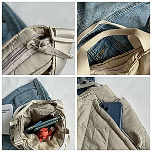 Quilted Tote Bag for Women Lightweight Puffer Shoulder Bag Hobo Crossbody Bag Casual Nylon Padding Handbags