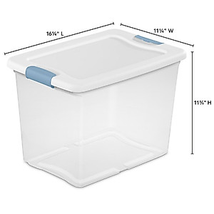 Sterilite 25 Qt./24 L Latching Box Clears, Quart, White, 6 Piece