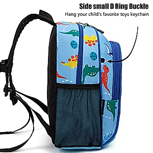 JinBeryl Toddler Backpack for Boys, 12 Inch Kids Dinosaur Backpack for Preschool or Kindergarten, Light blue