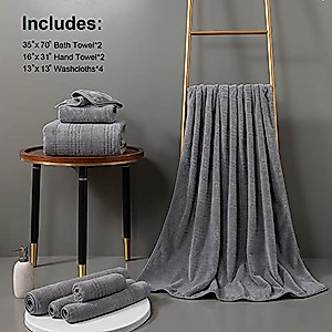 Grey Ultra Soft Towel Set, 2 Extra Large Bath Towel Sheets, 2 Hand Towels and 4 Washcloths - Highly Absorbent Quick Dry Microfiber,Oversized,Premium Towel Set for Bathroom,Fitness,Yoga,Pack of 8