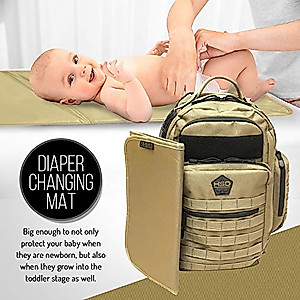 HSD Diaper Changing Mat Pad, Easy to Clean, 600D Waterproof Polyester Backing, Military Style (Coyote Brown)