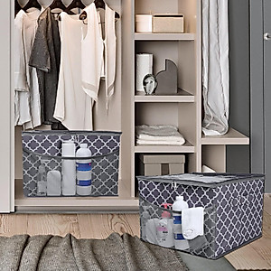 CARSHAM Shoe Organizer for Closet - Fits 4-16 Pairs, Large Foldable Shoe Box Storage Containers with Adjustable Dividers, Clear Cover & 2 Mesh Pockets, Shoe Bins for Sneakers High Heeled Boots