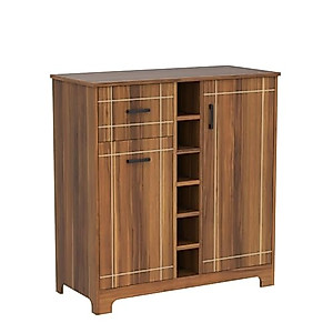HOMCOM Retro Wine Cabinet for 6 Bottles, Wine Rack Sideboard Serving Bar with Glass Holders and 1 Drawer, Brown
