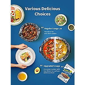 [NEW] KOOC Disposable Slow Cooker Liners and Cooking Bags, Extra Large Size Fits 6QT - 10QT Pot, 14"x 22", 1 Pack (10 Counts), Fresh Locking Seal Design, Suitable for Oval & Round Pot, BPA Free