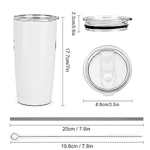 God Bless America Heart Flag Patriotic 20 OZ Stainless Steel Tumbler Travel Car Coffee Mug with Straw Lid Cleaning Brush Coffee Tumbler Mug for Women Men