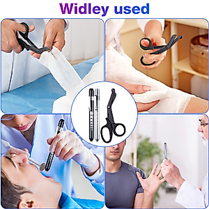 Chumia 24 Pack Trauma Shears and Pen Light with Pupil Gauge, Nurse Accessories for Work Bandage Scissors Nurse Scissors and LED Penlight Reusable for Nurse Doctor Nursing Students Supplies (Black)