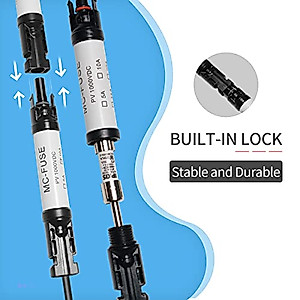 ELFCULB 30A Solar Fuse Connector 1000V IP68 Waterproof, for Solar System and Inverter in Photovoltaic System, Contains 4 fuses + 2 Solar Fuse Holders