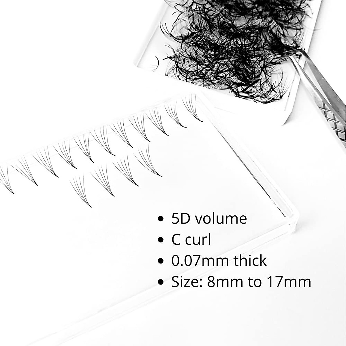 1000pcs Premade Fans Eyelash Extensions - 5D Volume Eyelash Extensions C Curl - 1000 handmade fans - 0.7mm thick (9mm) (10mm)