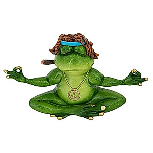 Meditating Yoga Frog Figurine Home Decorative Accent Decor Funny Zen Hippie Frog Yoga Lotus Pose (Hippie)