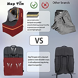 Hap Tim Car Seat Travel Bag, Padded Carseat Cover for Airplane, Portable Car Seat Carrier for Airport Essentials, Infant Car Seat Travel Backpack, Family Travel Accessories, Black（CSTB-2242）
