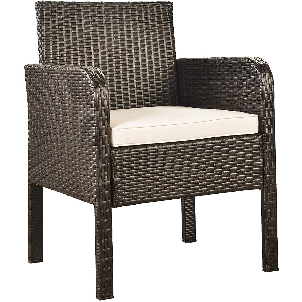 STP-Y4 Pieces Outdoor Patio Furniture Set All-Weather Wicker Sofa Set Rattan Chair with Tempered Glass Table, Cushioned Seats Conversation Sets, Blue (Color : Beige)