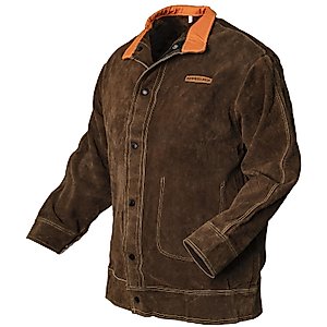 YESWELDER Leather Welding Jacket for Men Women，Heavy Duty welder jacket，Heat Flame Resistant Welding Coat