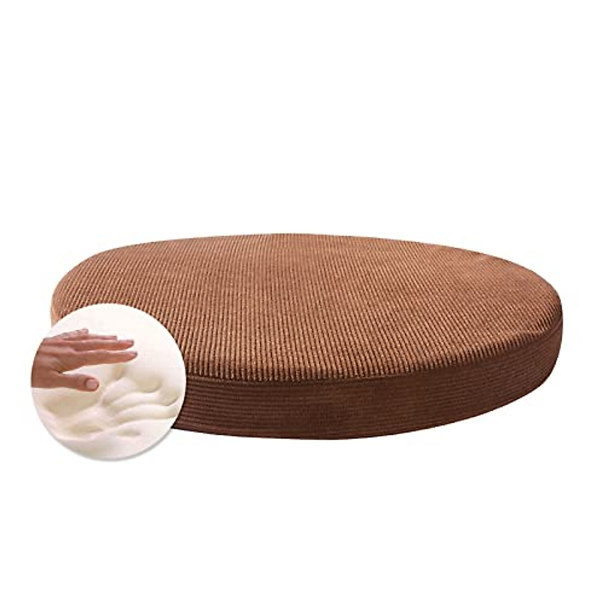 Big Hippo Memory Foam Chair Pads Round Chair Cushions Non Slip Seat Cushion for Dning Room Kitchen Bar Stool, Brown 16"