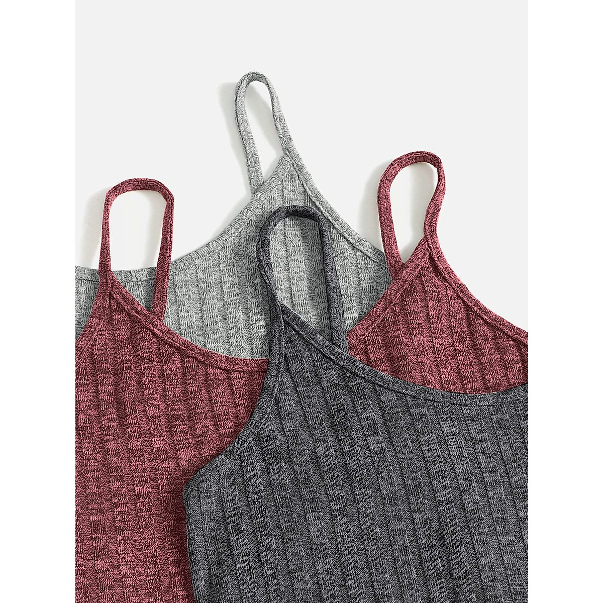 SOLY HUX Womens Pajama Sets Lounge Sets Ribbed Knit Cami Crop Top and Shorts Sleepwear PJ 3 Sets Multicoloured 3 Pack XL