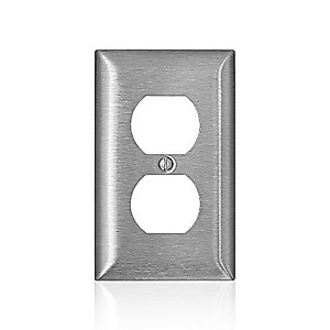 Leviton SL8 C-Series 1-Gang Duplex Receptacle Wallplate, Type 430 Stainless Steel