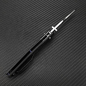 7.8 inch EDC Folding Pocket Knife For Men, 3.3 inch Satin Plain Edge Reverse Tanto Blade , Black Grivory Fiberglass Super Lightweight Handle Axis Lock With Belt Clip, Everyday Carry Thumb Studs Manual Open