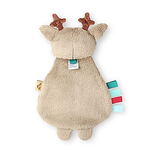 Itzy Ritzy - Itzy Lovey Including Teether - Baby Lovey with Teether, Textured Ribbons & Dangle Arms - Features Crinkle Sound, Sherpa Fabric and Minky Plush (Jolly The Reindeer)