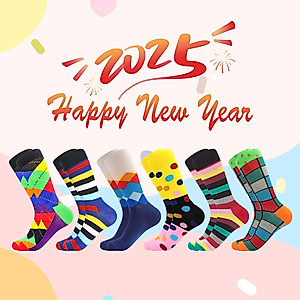 BONANGEL Mens Dress Socks Fun Funny Colorful Crazy Crew Dress Socks For Men 9-12