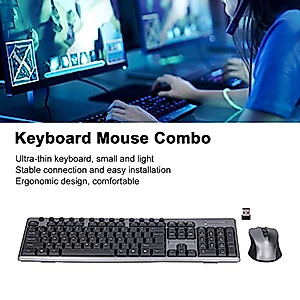 Wireless Keyboard, 104-key PC Notebook Keyboard Wireless Keyboard Mouse Set Gaming Keyboard Universal Computer Keyboard for Home Bedroom