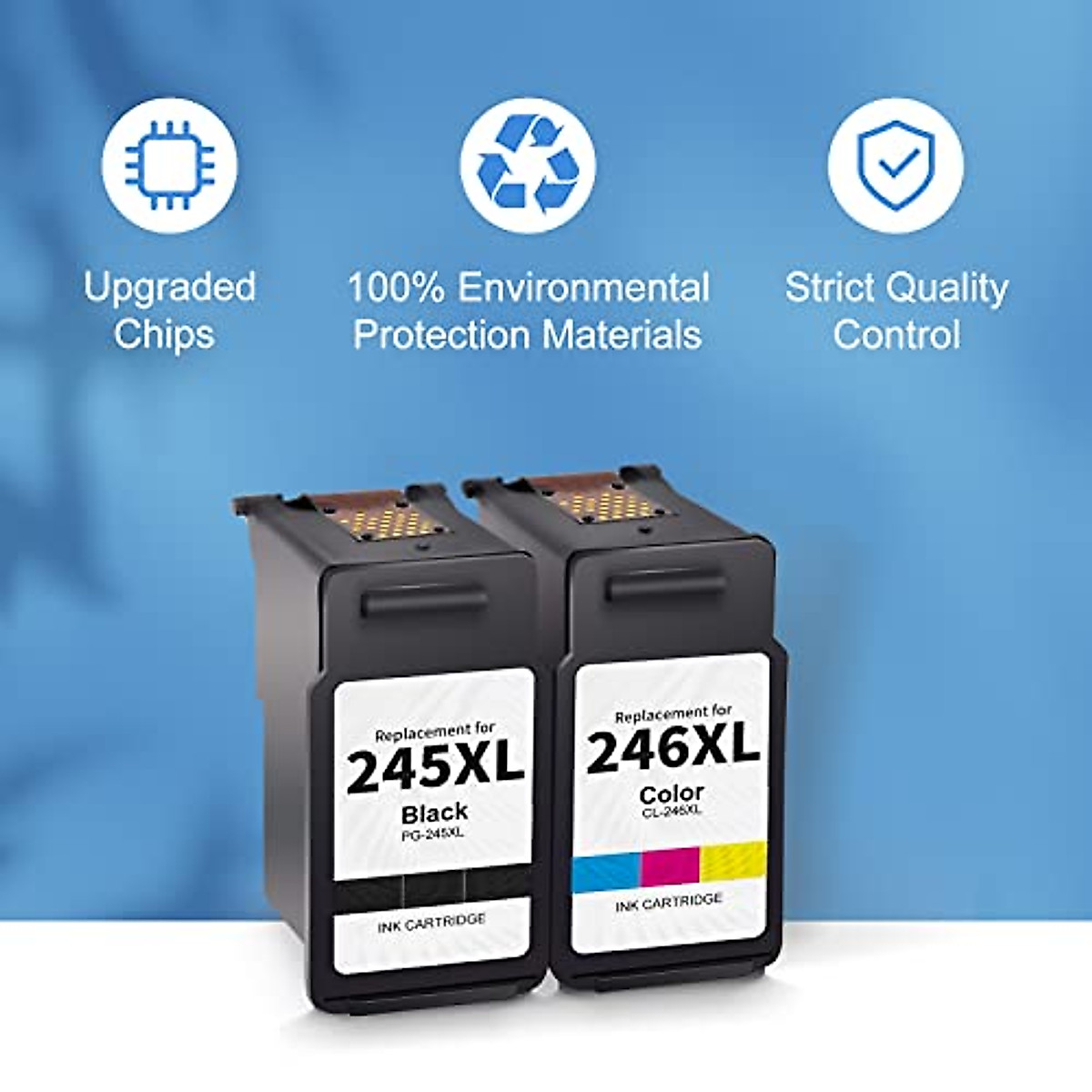PG245 CL-246 Ink Cartridge Replacement for Canon PG-245XL CL-246XL for Canon PIXMA MX490 MX492 MG2520 MG2522 MG2920 MG3022 TS202 TS3120 TS3320 IP2820 (1 Black+1 Tri-Color)