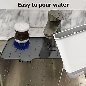 YEUPYL Kitchen Sink Countertop Cutlery Holder,Flatware Storage Organizer With 3 Compartments for Kitchen Spoon, Fork, Kitchen Sink Organiser and a Magnet Storage Organizer (GrayWhite) Grey