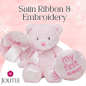 Jolitee My First Bear Stuffed Animal - Pink Teddy Bear for Baby for Newborn, 10"