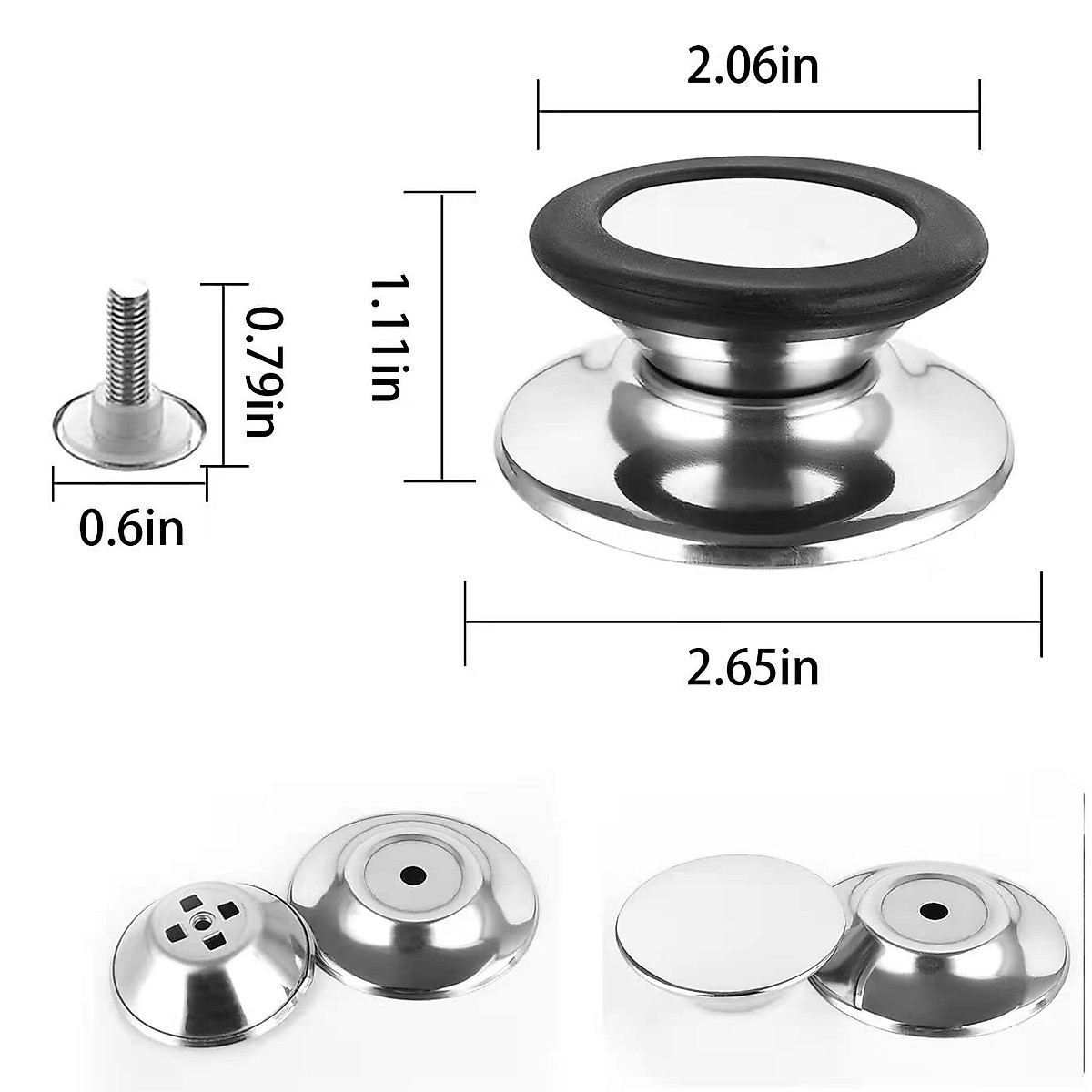 4 Pack Red Pot Lid Knob Replacement, Stainless Steel Pot Lid Handle, Kitchen Cookware Universal Replacement Pan Lid Holding Handles