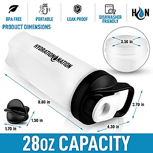 Hydration Nation 28oz Protein Shaker Bottle - Shaker Bottles For Protein Mixes With Paddle Shaker Ball - Leakproof Shaker Cup & Smoothie Bottle For Fitness, Pre Workout, Supplements, & More
