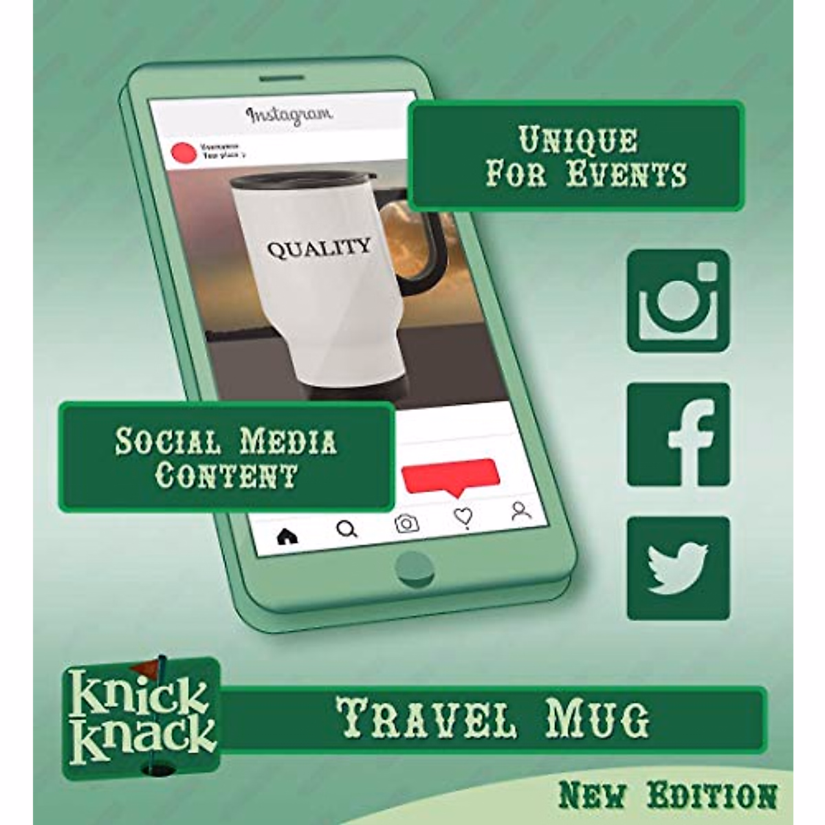 Knick Knack Gifts #cenobite - 14oz Stainless Steel Hashtag Travel Coffee Mug, Silver