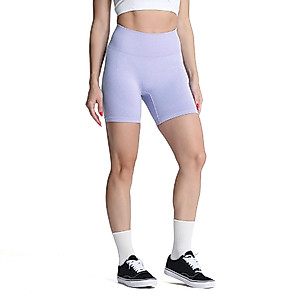 Aoxjox Vital Seamless Biker Shorts for Women High Waist Workout Shorts Booty Running Yoga Shorts (Vital New Purple Heather Marl, Medium)