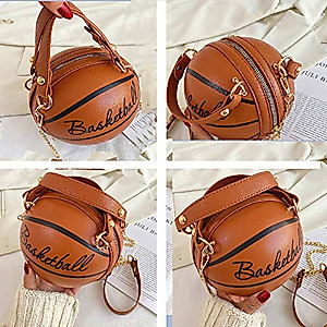 Fozehlad Women Basketball Shaped Shoulder Handbag Cute Mini CrossBody Bag Girls Messenger Tote PU Leather Round Coin Purse