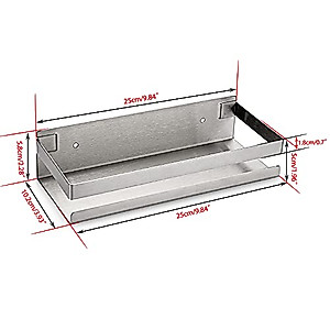 OwnMy 10 Inch Bathroom Shower Shelf Stainless Steel Bath Kitchen Basket Shower Caddy Rack, Rust Proof Metal Bathroom Storage Floating Shelves Wall Mounted Shower Corner Rectangular Shelf (Silver)