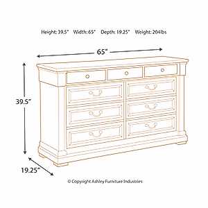 Signature Design by Ashley Bolanburg Farmhouse 9 Drawer Dresser with Dovetail Construction, Antique White, Weathered Gray