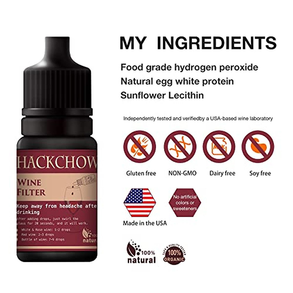 HackChow Wine Filters Remove Sulfites and Histamines, Reduce Tannins, Keep Away Allergies and Migraines, Taste the Charm of Wine, and Are Great Gifts for People and Parties.