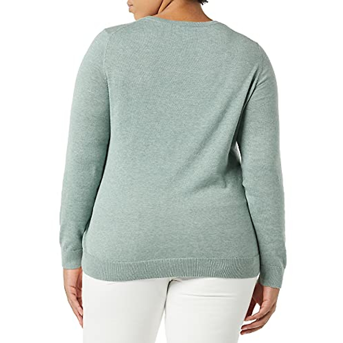 Amazon Essentials Women's Long-Sleeve Lightweight Crewneck Sweater (Available in Plus Size), Sage Green Heather, Medium