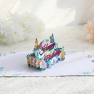 Butterfly Garden Birthday Card, Happy Birthday Pop Up Card, Flower Birthday Greeting Card For Mom Sister and Friend, 3D Birthday Card for Lovers, Kids, Girls, Teachers