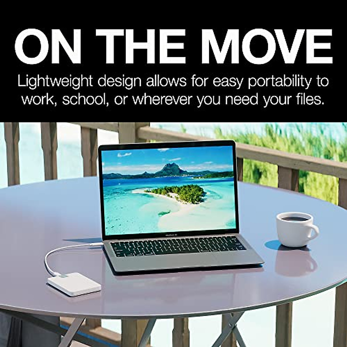 Seagate Ultra Touch HDD 2TB External Hard Drive - 7mm, Cloud White, Post-Consumer Recycled Material, 6mo Dropbox and Mylio, Rescue Services (STMA2000400)