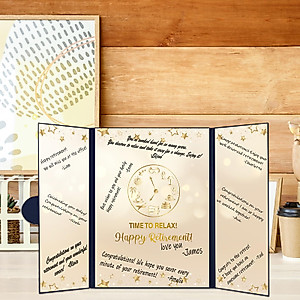 Trgowaul Retirement Party Decorations, Happy Retirement Guest Book Alternative, Blue Gold Happy Retirement Signature Book, Funny Card Congrats Retired Party Supplies Gifts Sign for Men Women Coworkers