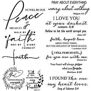12 Styles Bible Verse Wall Decals Inspirational Wall Decals Peel and Stick Vinyl Christian Wall Decal Prayer Wall Decor Butterfly Quotes Wall Decor Stickers Wall Art Sticker for Bedroom (Black)