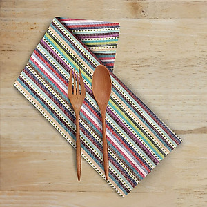 Urban Villa Kitchen Towels Blue Multi Dobby Stripes Premium Quality 100% Cotton Dish Towels Mitered Corners Ultra Soft (Size: 20x30 Inches) Highly Absorbent Bar & Tea Towels (Set of 6)